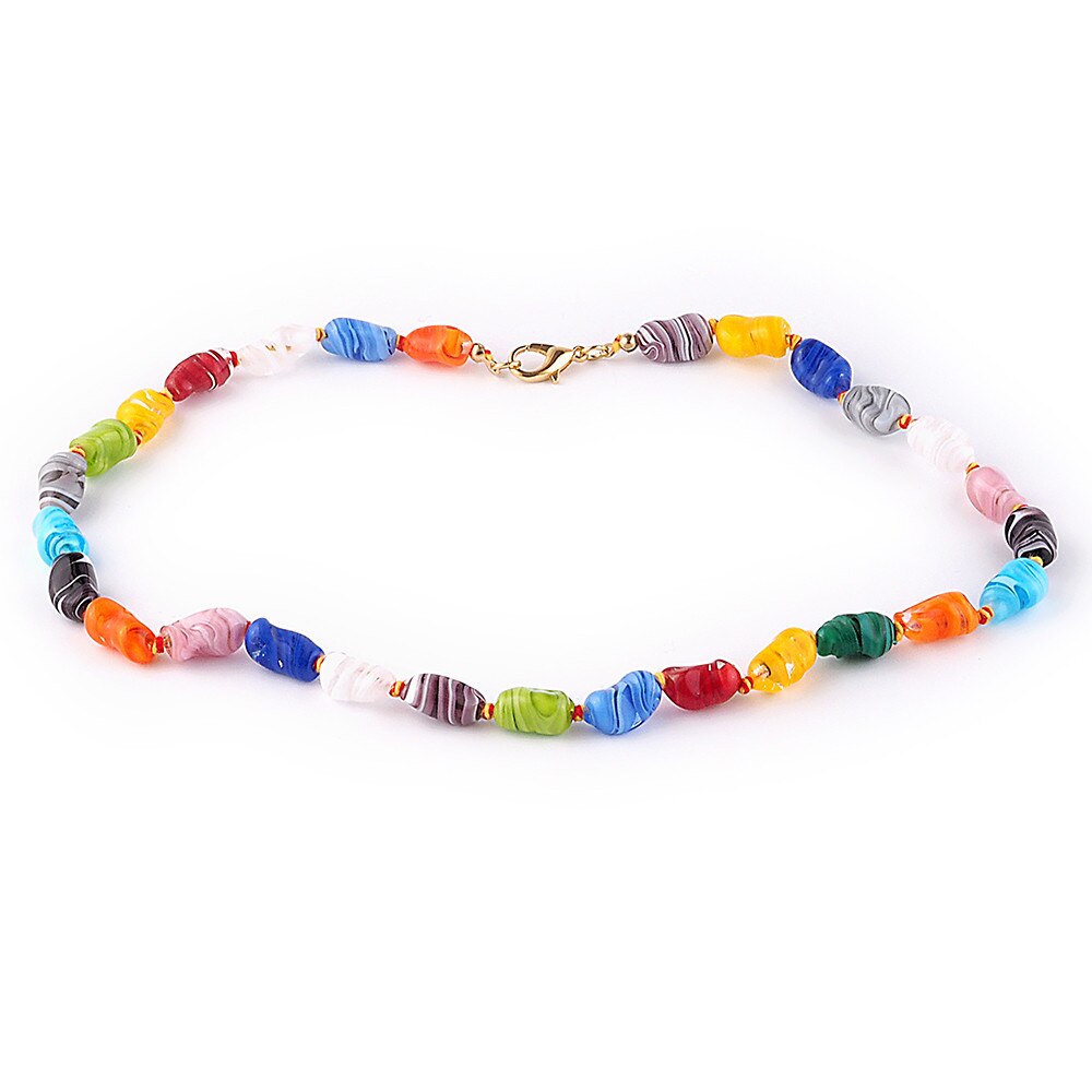 Colier GIUBILEO multicolor din sticla de Murano, 48 cm, Bijuterii ...