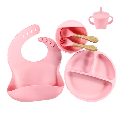 Set hranire bebe din silicon, Darklove, 1 baveta, 1 farfurie compartimentata, 1 bol cu ventuza ...