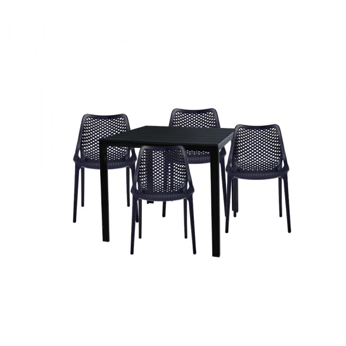Mobila pentru gradina/terasa RAKI OKLAN masa patrata neagra 78x78x74cm ...