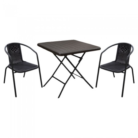 Set mobilier balcon RAKI, masa pliabila 78x78xh74cm aspect lemn si 2 ...