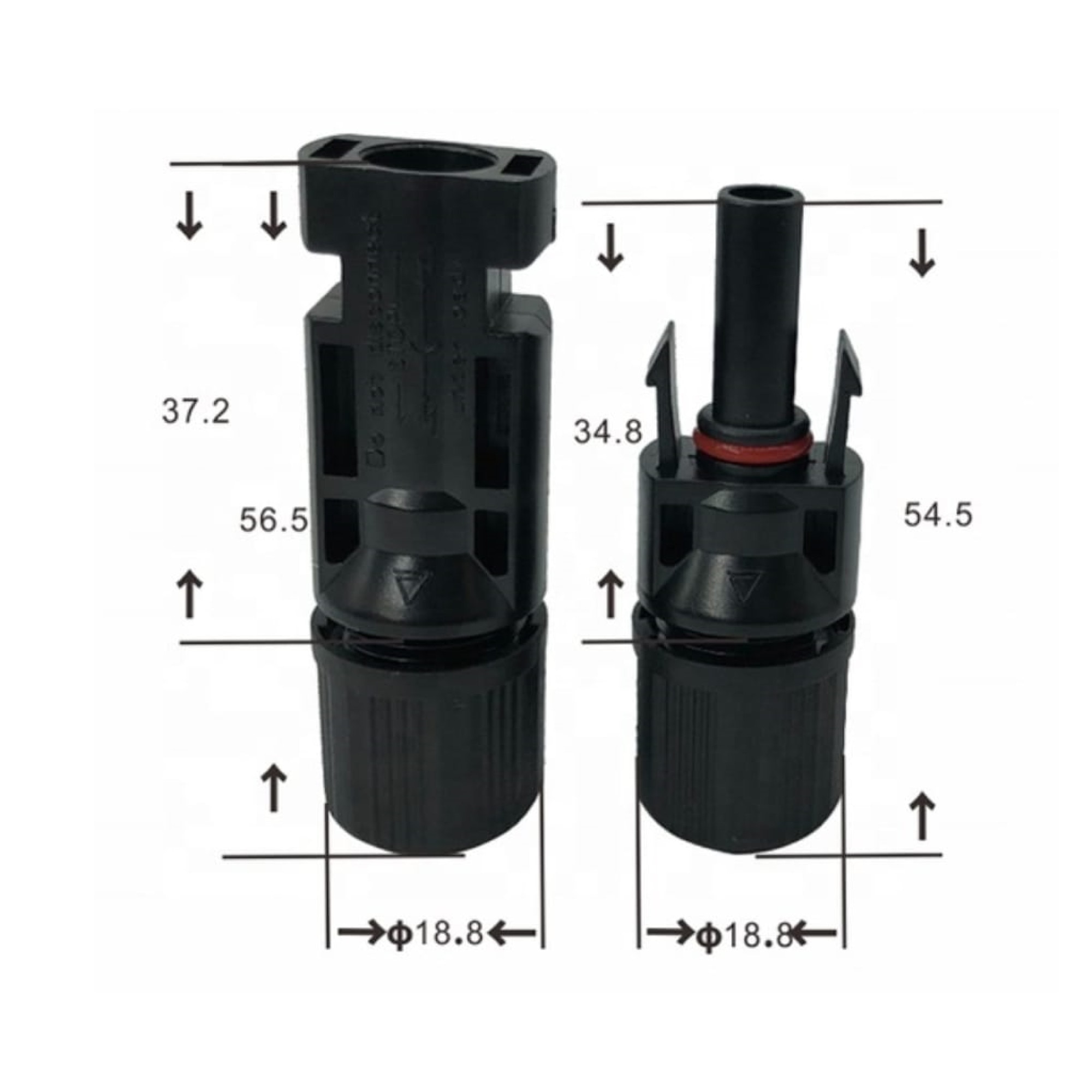 MC4 IP67 конектор, комплект от 2 щепсела за фотоволтаични соларни панели, съвместими с 4 мм, 6 ...