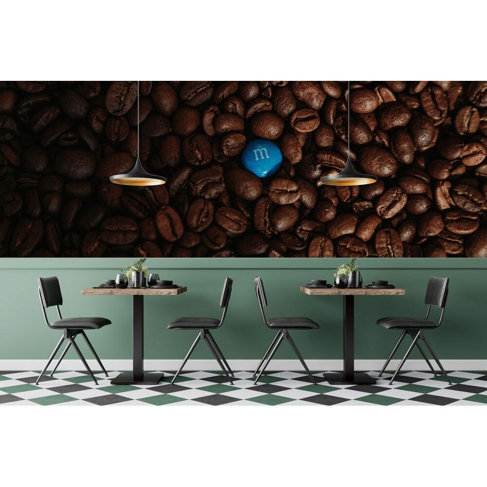 Tapet, Boabe de cafea, 280 x 210 cm, Maro/Albastru - eMAG.ro