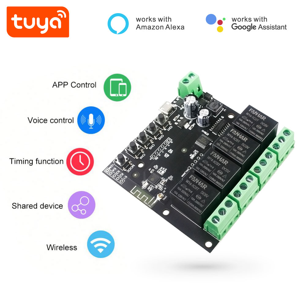 Modul automatizare inteligenta Qsmart Q4CH, 4 Relee smart, AC/DC 7-32V ...