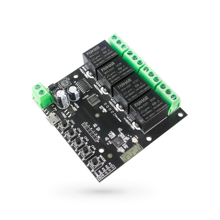 Modul automatizare inteligenta Qsmart Q4CH, 4 Relee smart, AC/DC 7-32V ...