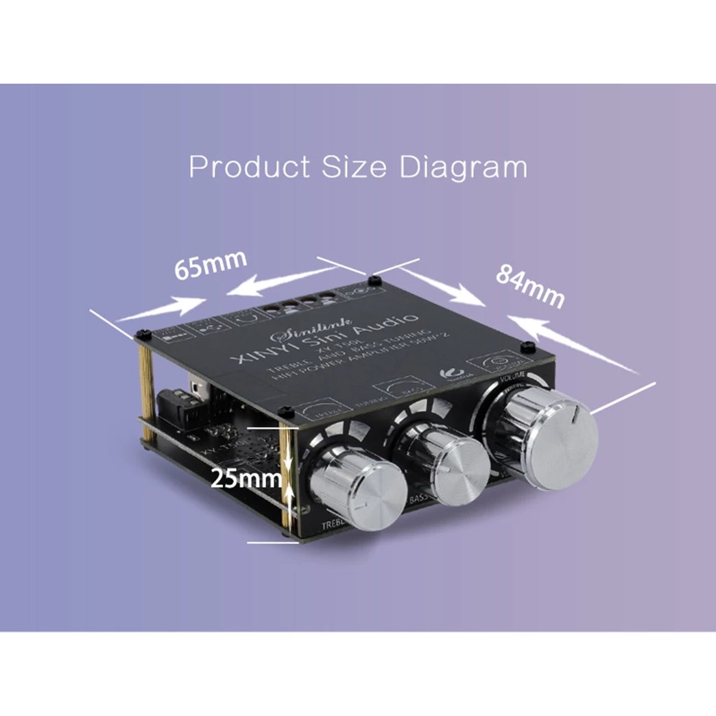 Amplificatoare XY-T50L, Bluetooth 5.0 stereo, 2x50W+ton, Negru - eMAG.ro