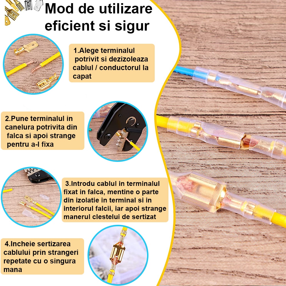 Cleste sertizare, pentru cabluri electrice, cu 1200 conectori si ...