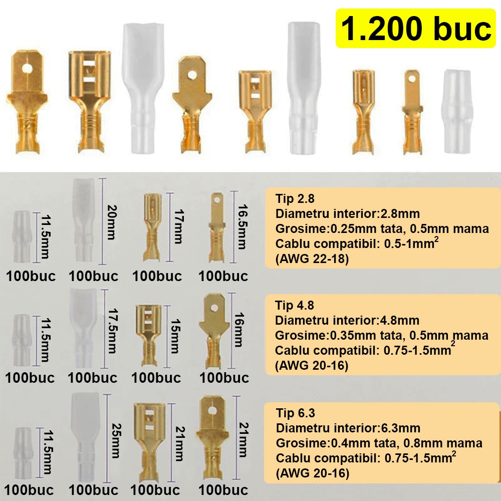 Cleste sertizare, pentru cabluri electrice, cu 1200 conectori si ...