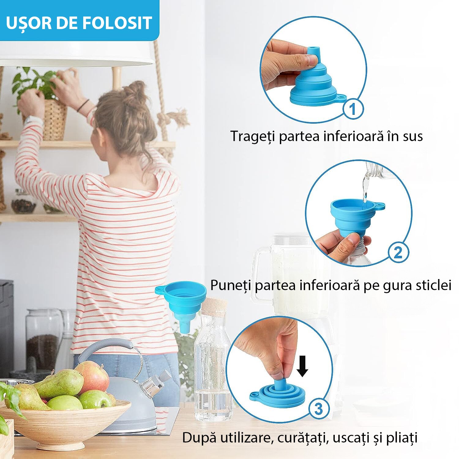 Set de 2 Palnii Pliabile din Silicon Alimentar, fara BPA, Verde si ...