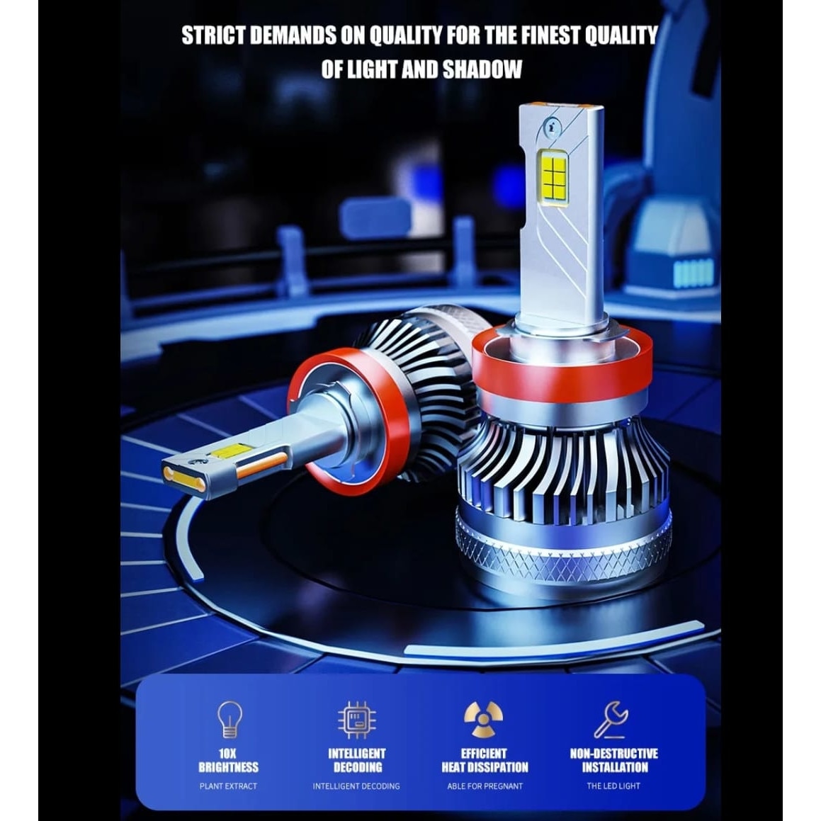 Set Becuri LED Auto H8 / H11 AutoREY® SUPER CSP, Putere 136W si 30.000 ...