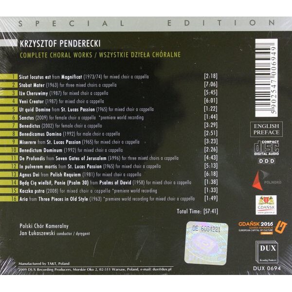 Wszystkie Dzieła Chóralne - Krzysztof Penderecki [CD] - eMAG.bg