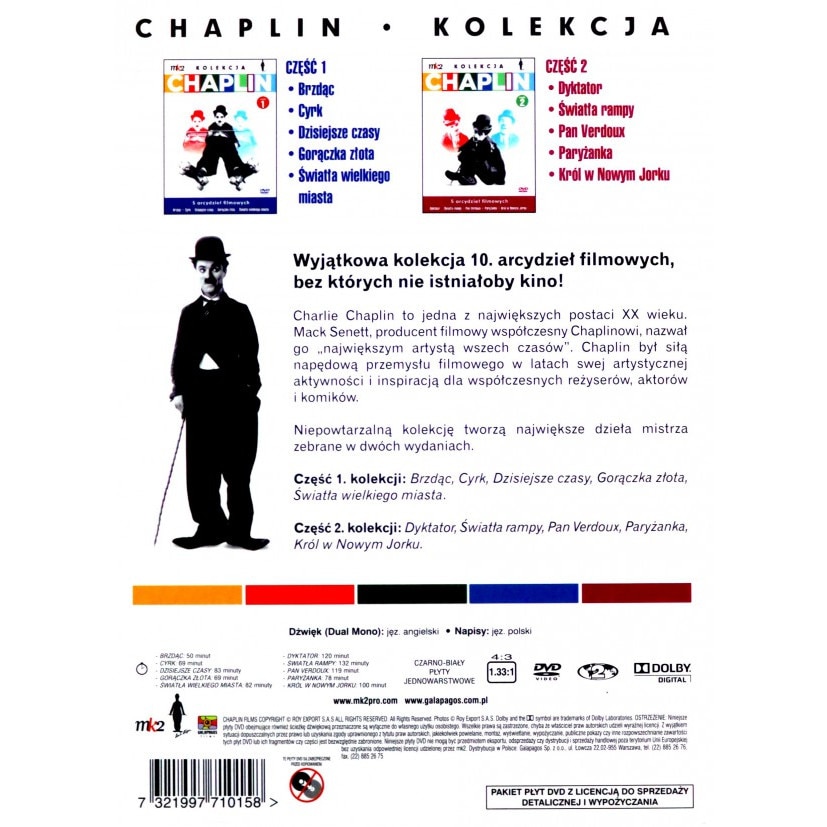 Charlie Chaplin: Cyrk / Brzdąc / Dzisiejsze czasy / Gorączka złota ...