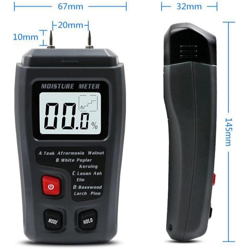 Contor digital de umiditate portabil cu 2 pini, LED, Negru - eMAG.ro
