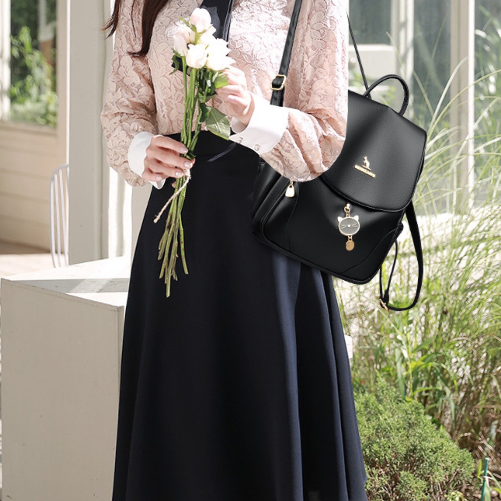 Rucsac dama, Freeland B948, Piele ecologica, Negru - eMAG.ro