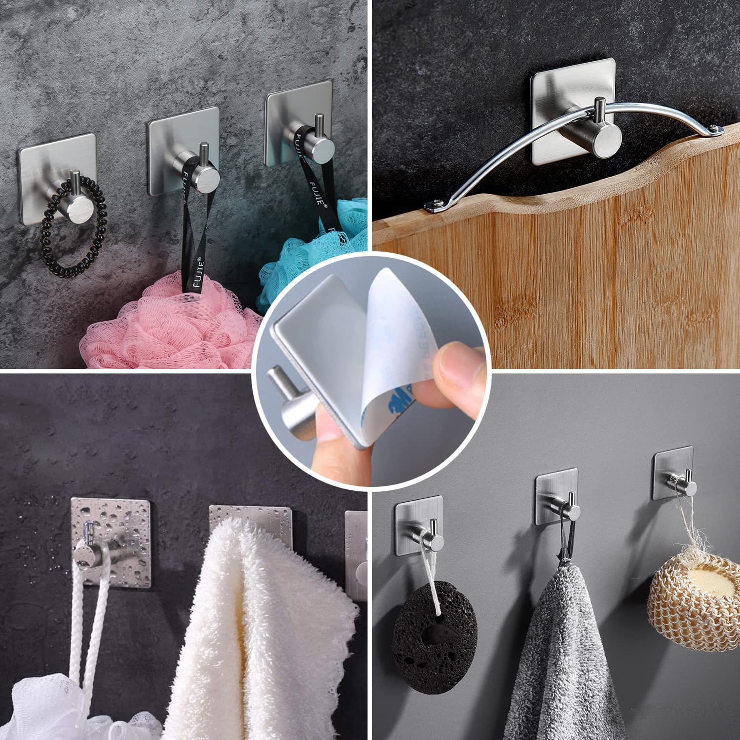 Set 4 bucati carlige adezive, Parafasa, Otel inoxidabil, Argintiu - eMAG.ro