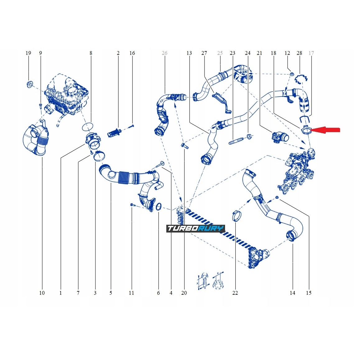 Garnitura rezonatorului, Turborury, Renault Master 2.3, 144650179R ...