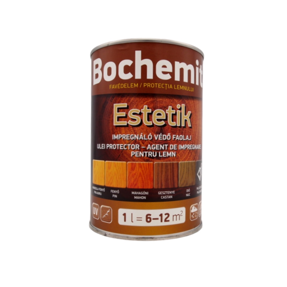 Impregnáló védő faolaj, Bochemit Estetik, kültéri, rózsafa színű, 1 L ...