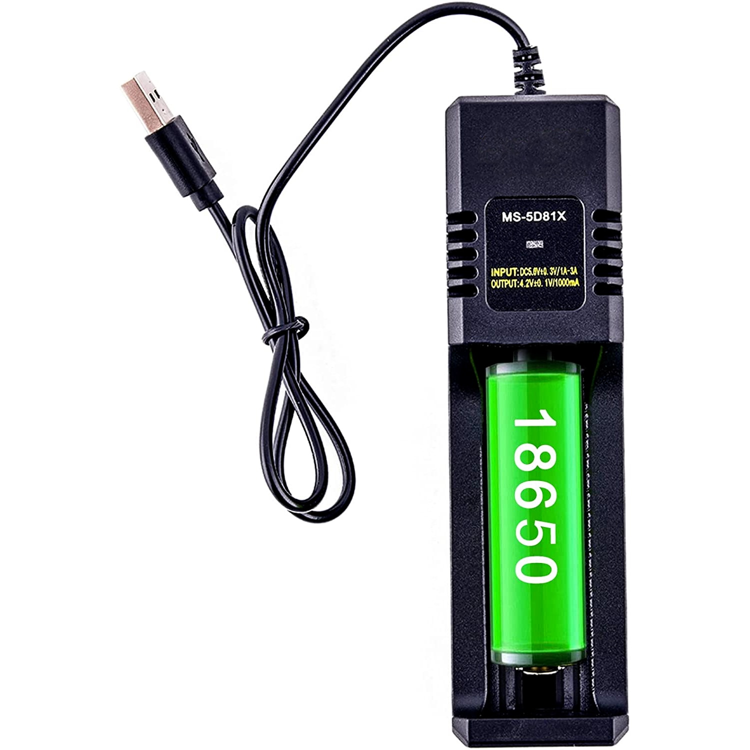 Incarcator digital pentru 1 acumulator 18650 Li-Ion, incarcare USB 5V ...