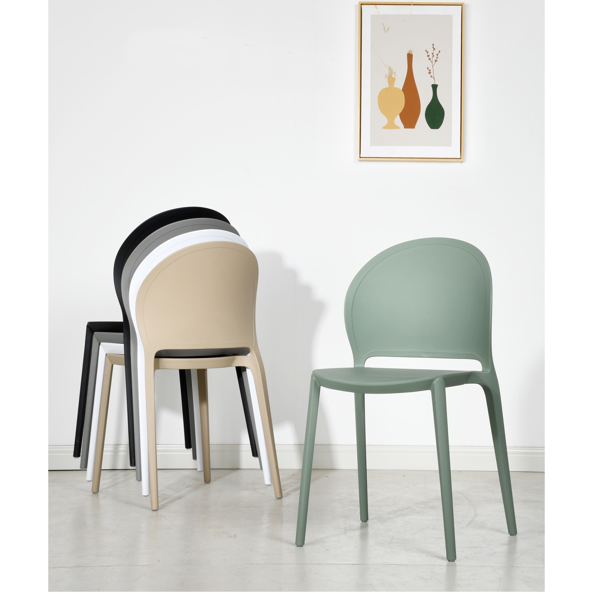 Set 5 scaune Kring Palma, suprapozabile, interior/exterior, HORECA ...