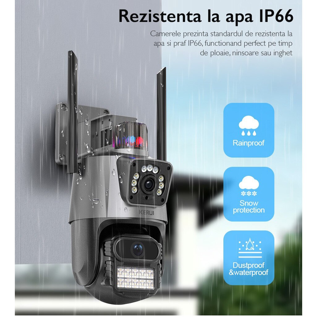Camera de supraveghere dubla WIFI Loosafe® P11 Pro, 8MP, exterior ...