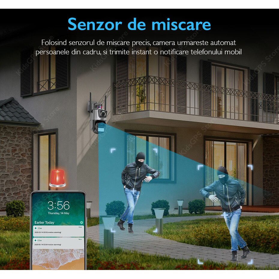 Camera de supraveghere dubla WIFI Loosafe® P11 Pro, 8MP, exterior ...