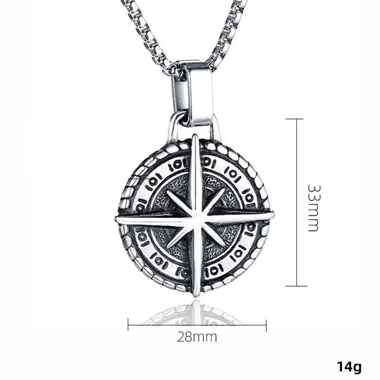 Colier lant Barbati cu pandantiv, otel inoxidabil, JustZen™, North Star ...