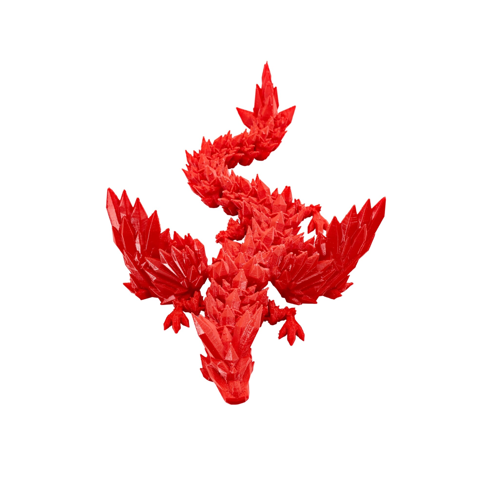 Figurina Dragon cu cristale si aripi, Printat 3D, Rosu, 43 cm - eMAG.ro
