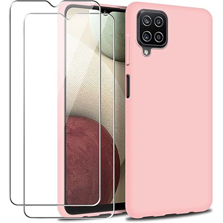 Set Husa Compatibila Cu Samsung Galaxy A12 Si Folie Ecran, Roz Mat ...