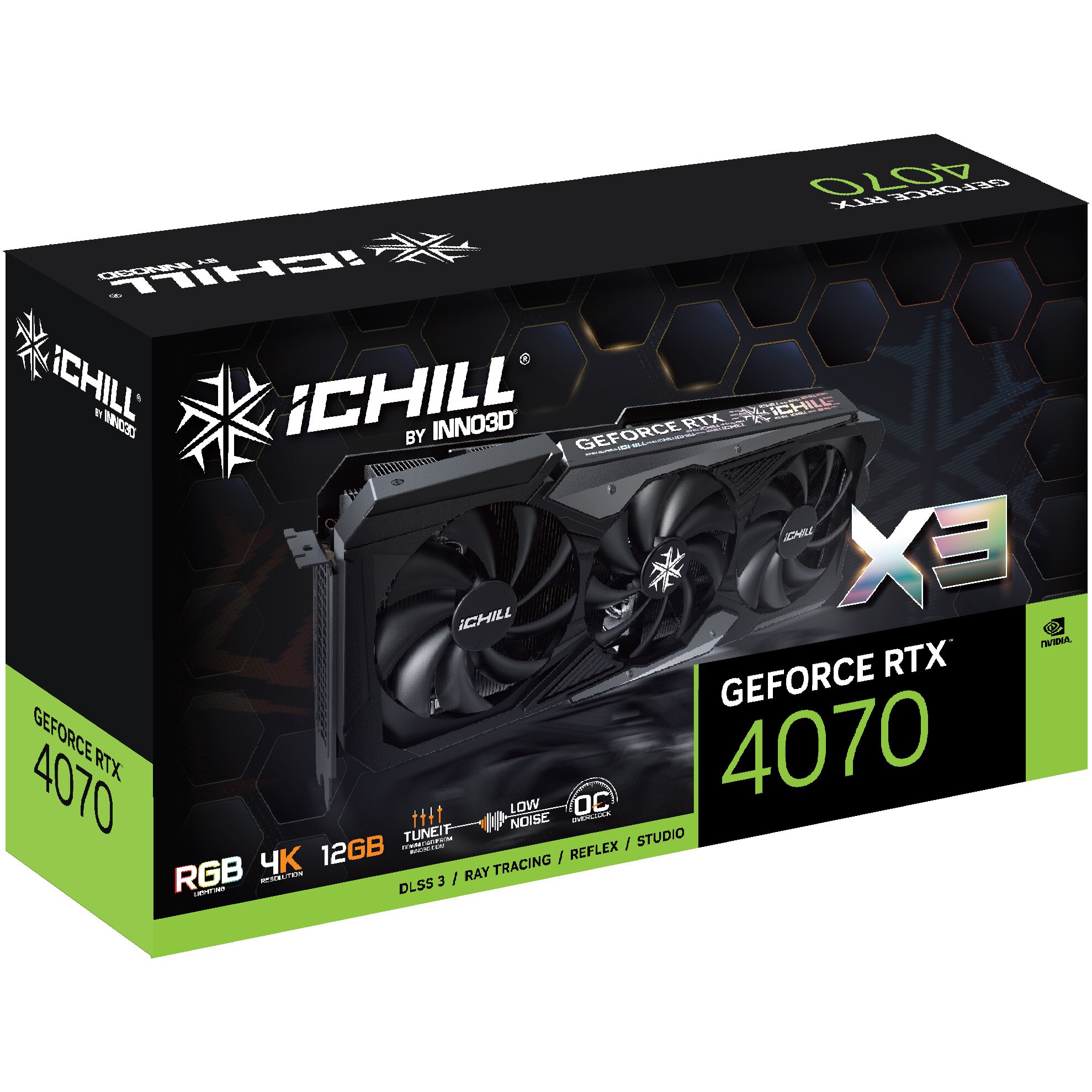 Placa video INNO3D GeForce RTX™ 4070 ICHILL X3, 12GB GDDR6X, 192-bit ...