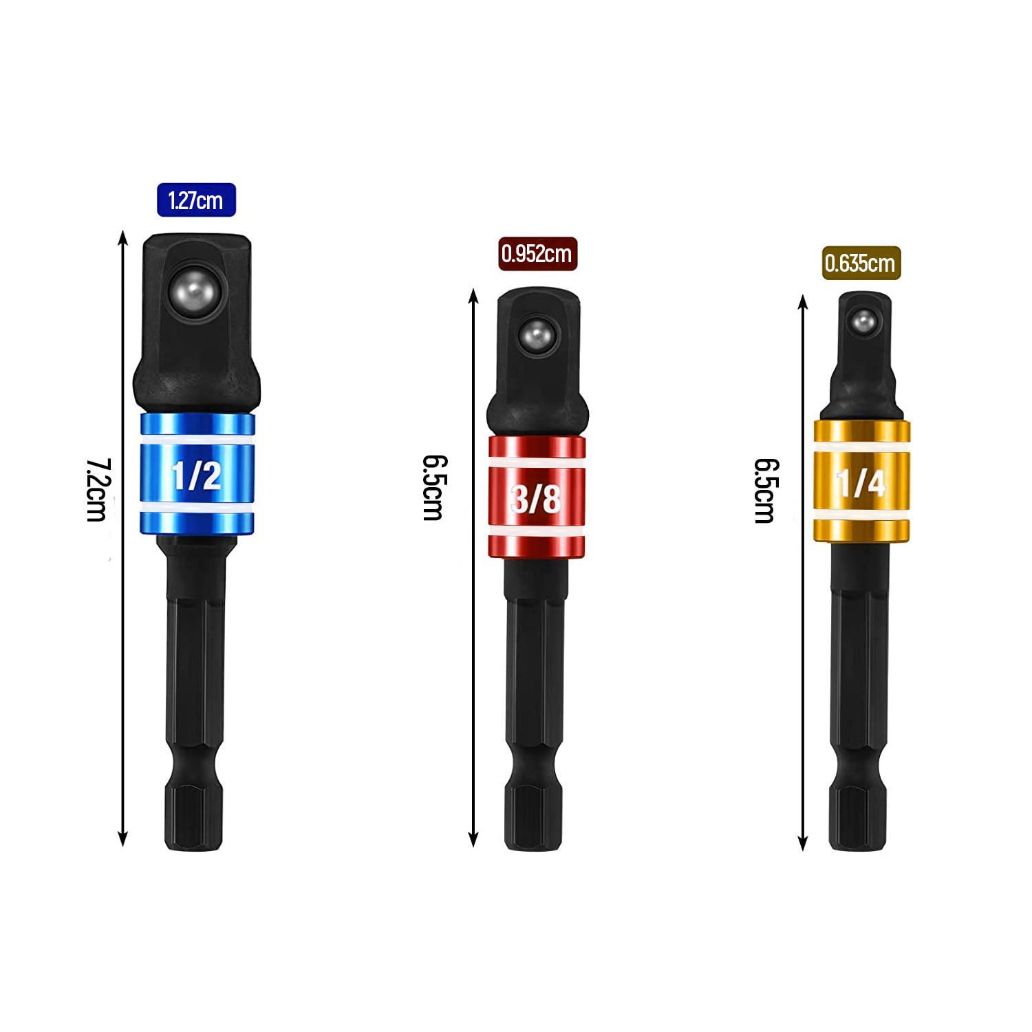 Set Adaptor hexagonal de impact si adaptor de priz, 1/4 3/8 1/2", Otel ...