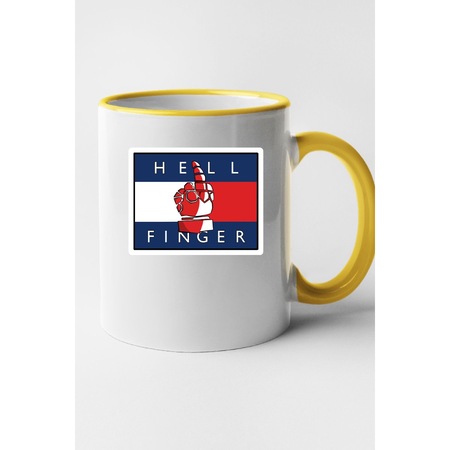 Cana personalizata cu imprimeu Hell Finger, Ceramica, 330 ml, Maner si ...