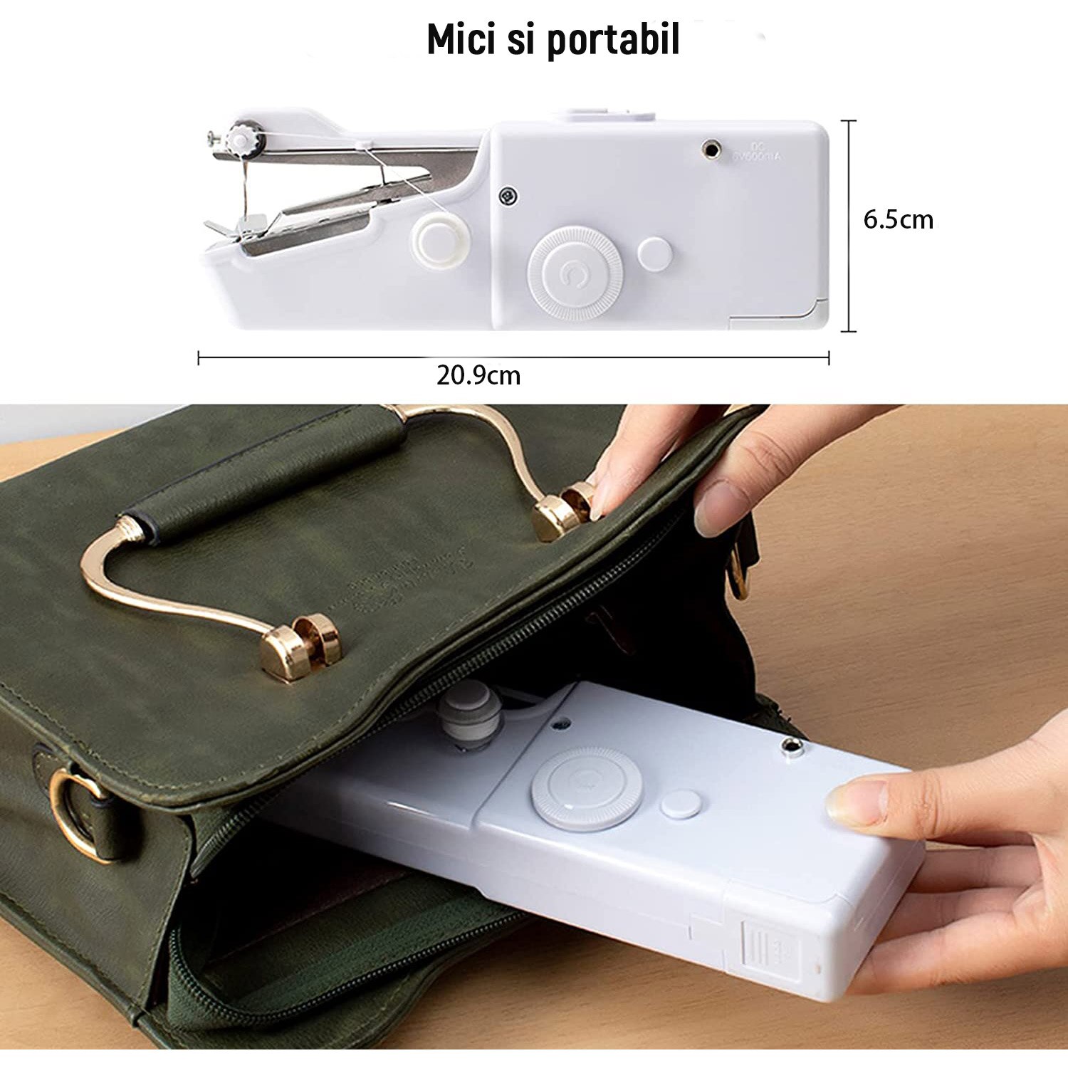 Set mini masina de cusut portabila, cu ate de cusut, banda de masurat ...