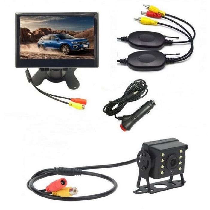 Monitor 7 inch Camera Auto Marsarier 8 Lumini Cu Transmitator Wireless ...