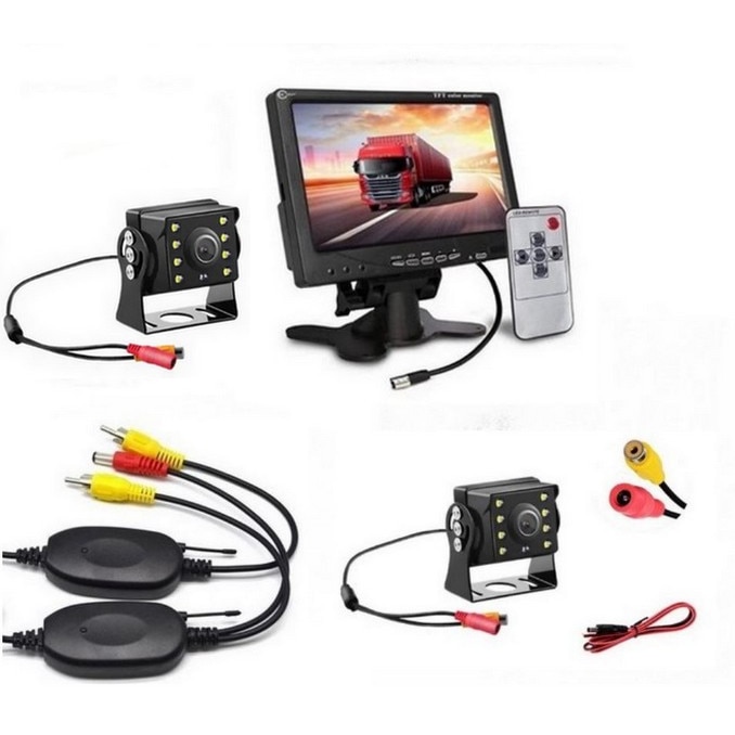 Monitor 7 inch Camera Auto Marsarier 8 Lumini Cu Transmitator Wireless ...