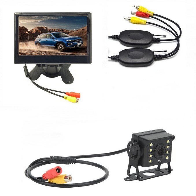 Monitor 7 inch Camera Auto Marsarier 8 Lumini Cu Transmitator Wireless ...