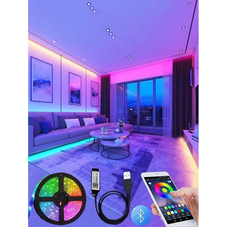 Banda LED RGB cu aplicatie, 5m, USB - eMAG.ro