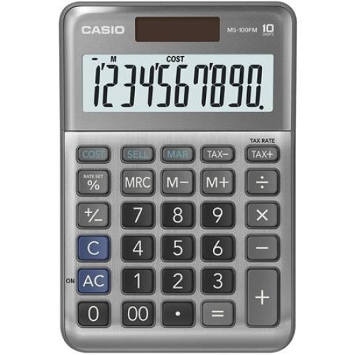 Calculator desktop, Casio, 10 cifre, CASIO "MS-100 FM", Gri - eMAG.ro