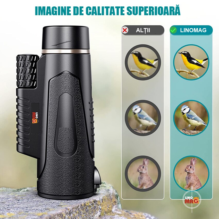 Monoclu Telescop profesional HD 12X50 de Inalta Definitie cu Suport ...