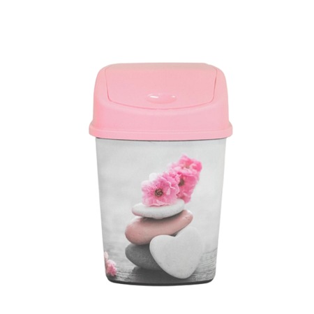 Cos de gunoi, Pubela Smart Desen, cu Capac Batant 8l, Roz, 32 x 21 cm ...
