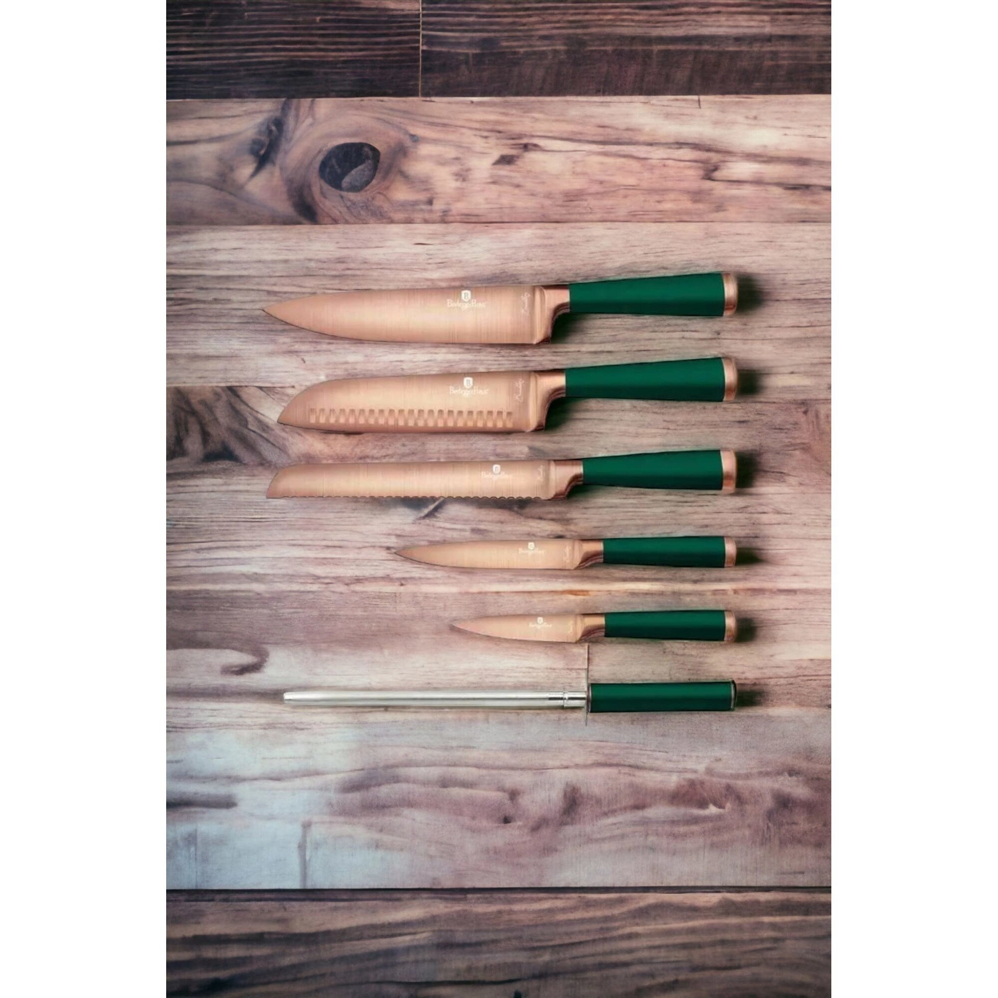 Set cutite de bucatarie luxury BERLINGER HAUS EMERALD, cu stativ din ...