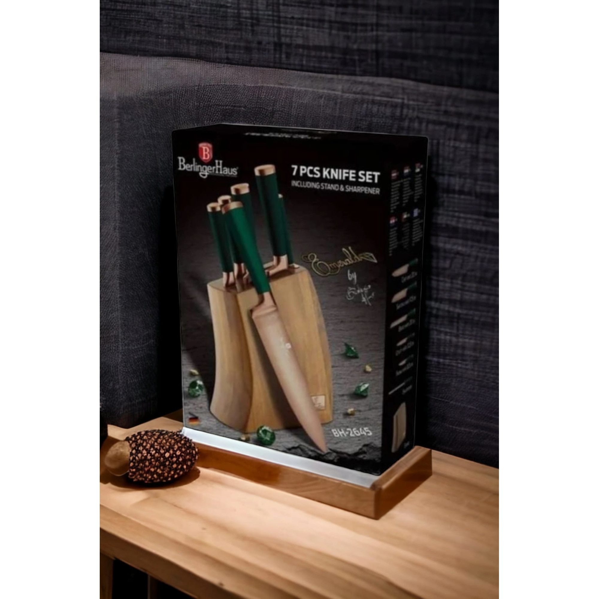 Set cutite de bucatarie luxury BERLINGER HAUS EMERALD, cu stativ din ...