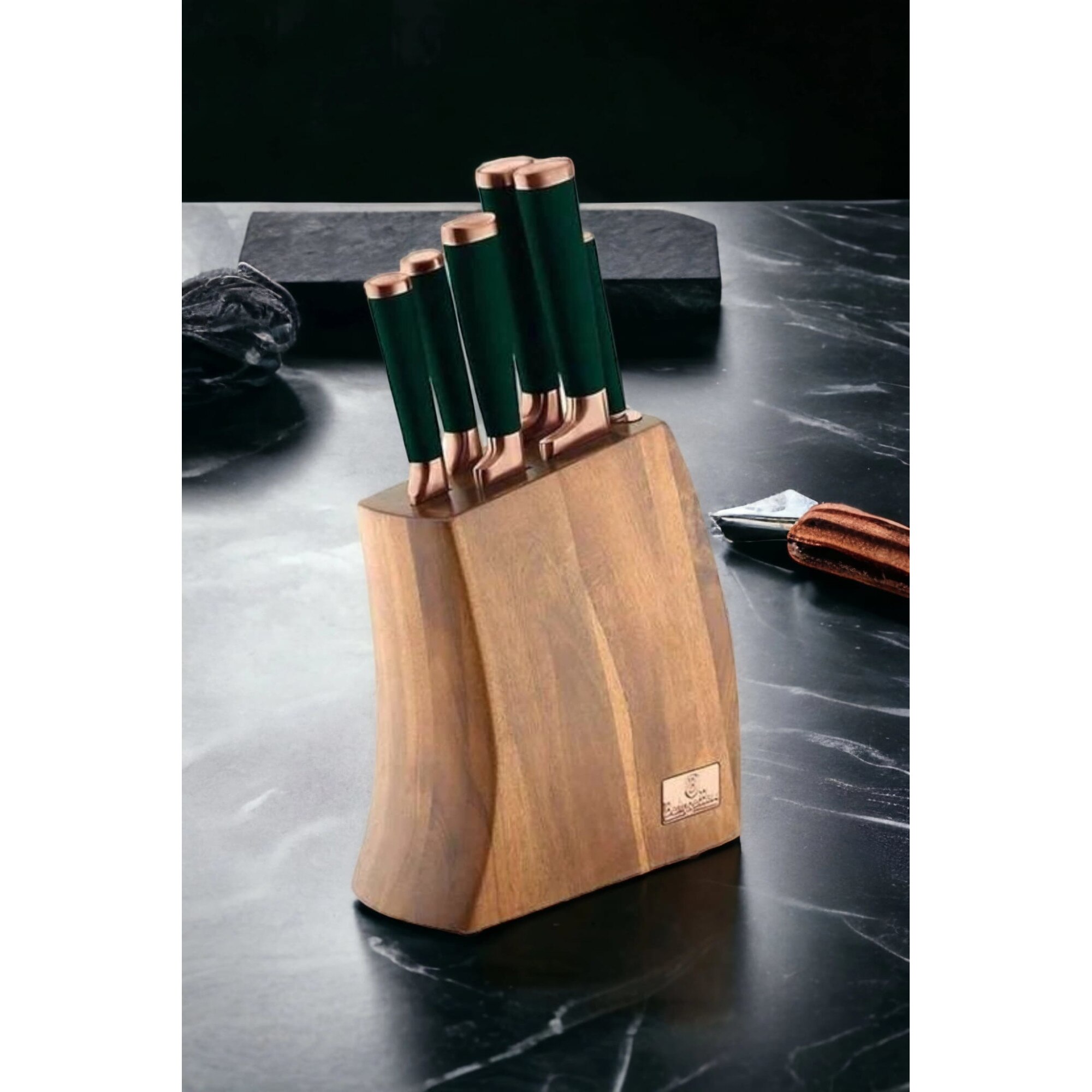 Set cutite de bucatarie luxury BERLINGER HAUS EMERALD, cu stativ din ...