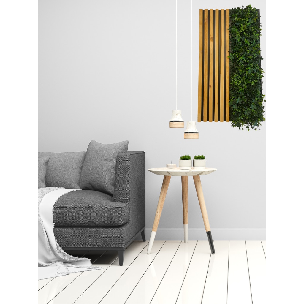 Cuier cu verdeata artificiala si riflaje lemn natural, 100 x 55 cm, 4 ...