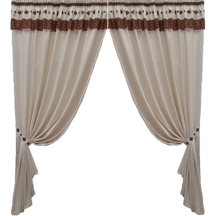 Set 2 draperii rustice cu motiv traditional DECORINT pe rejansa DTR.02 ...
