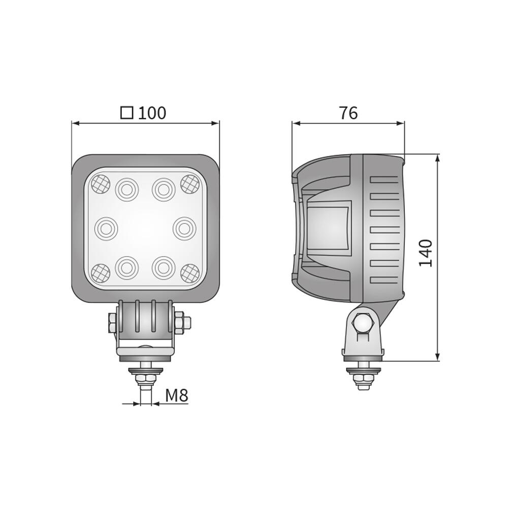 Proiector lucru 100x100, LED, 12-24V, 4000lm, 12°, mufa DT04-2P, LEDXA ...