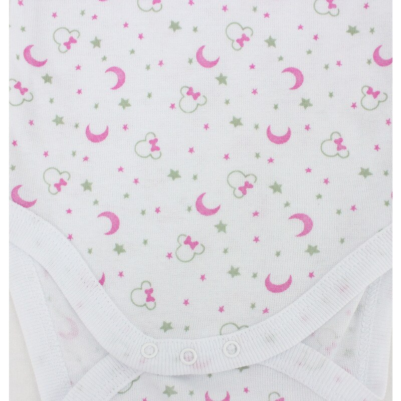 Body maneca lunga, bumbac, Luna si stele, alb cu roz 56 CM - eMAG.ro