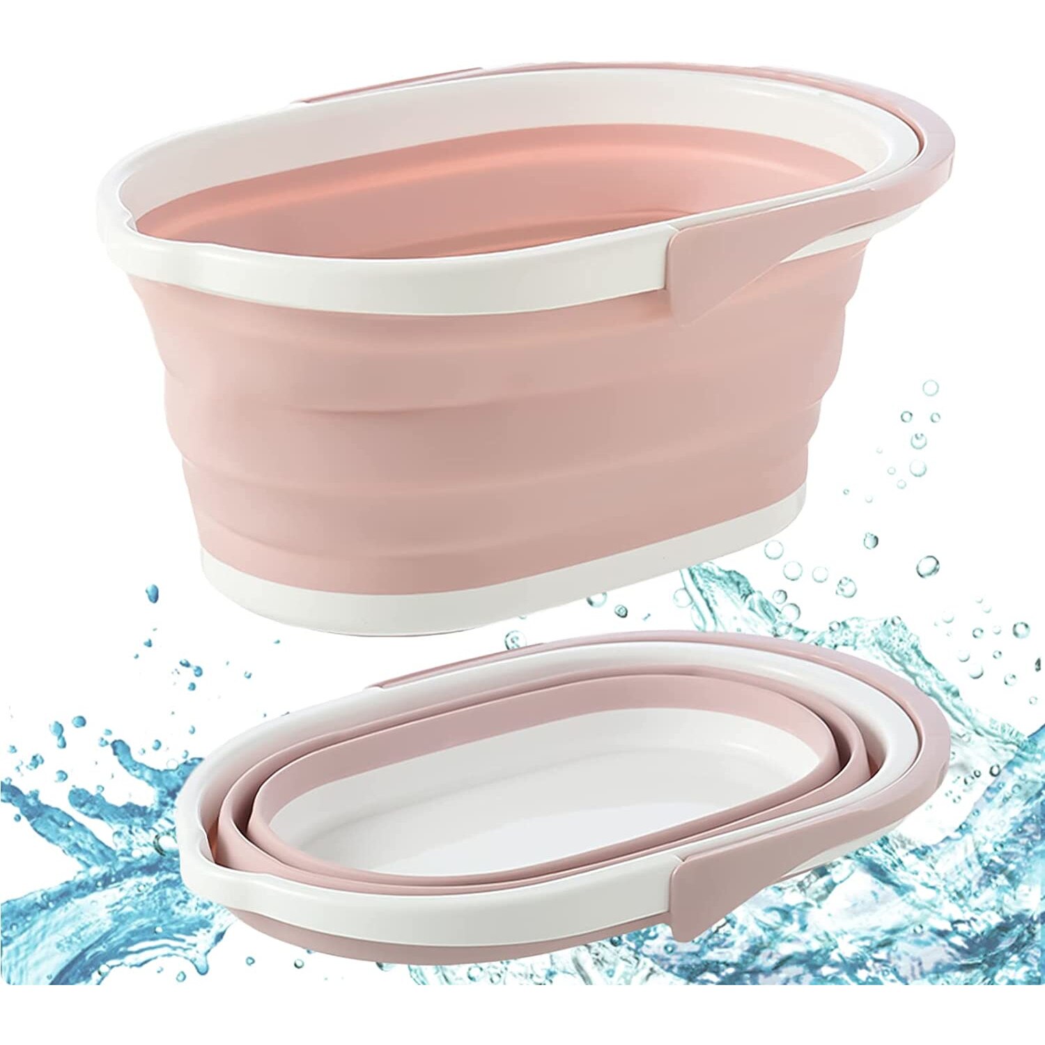 Galeata Pliabila din Silicon, cu Maner din Plastic, 15L, Roz, Bukate ...
