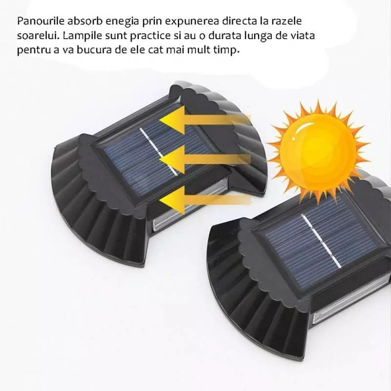 Set 4 lampi solare cu lumina bidirectionala pentru garduri, pereti ...