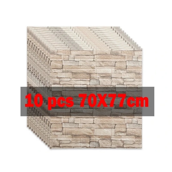Комплект от 10 х 3D тапети, Самозалепващи се/стикер, 70x77 см, 5,39 кв ...