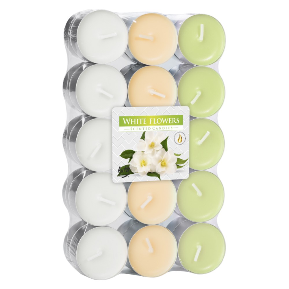 Set 3 x 30 Lumanari Pastila, 4 Ore, Flori Albe - eMAG.ro