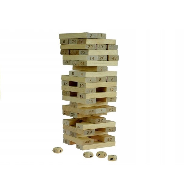 Joc jenga, Folds High, Lemn, 48 de blocuri, 7.5x2.4x1.4 cm - eMAG.ro